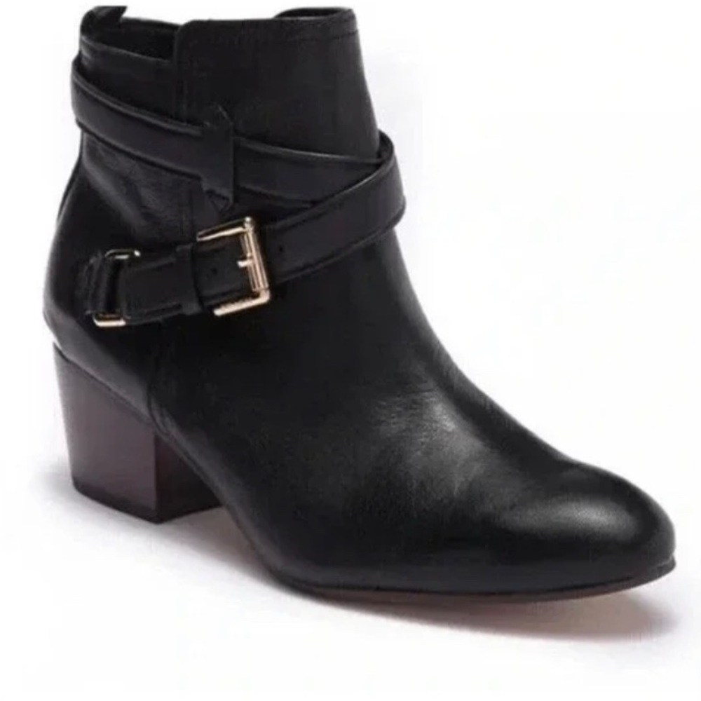 Coach Black Leather “Pauline” Block Heel Booties With… - Gem